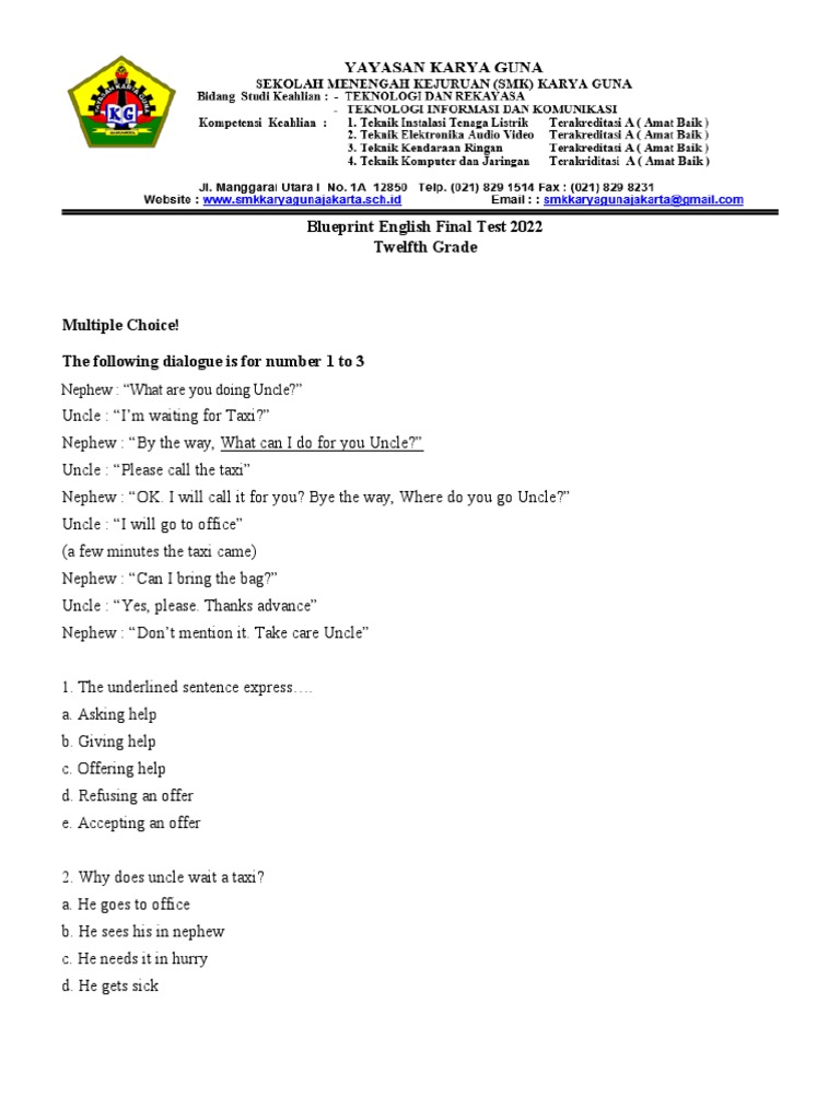 Blueprint English Final Test 2022. 12th Grade | PDF | Tobacco Smoking ...