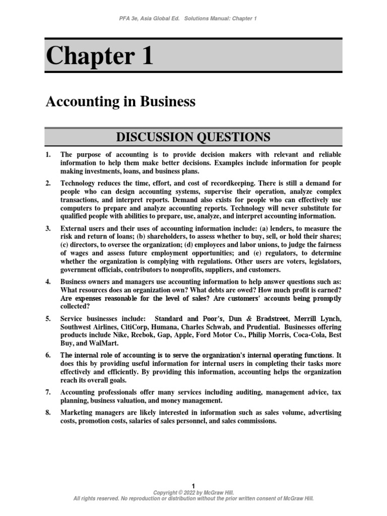 PFA 3e 2021 SM CH 01 - Accounting in Business | PDF | Equity (Finance ...