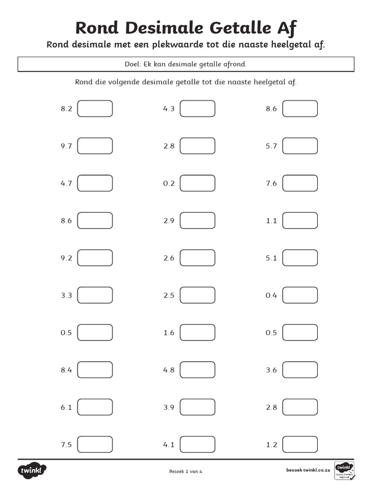 Za M 81 Rond Desimale Getalle Af Aktiwiteit - Ver - 1 | PDF