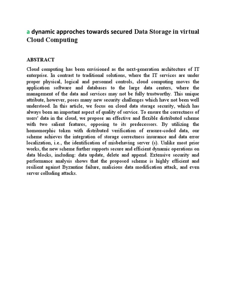 Security In Cloud Computing Project Ex Pdf Cloud Computing Server Computing