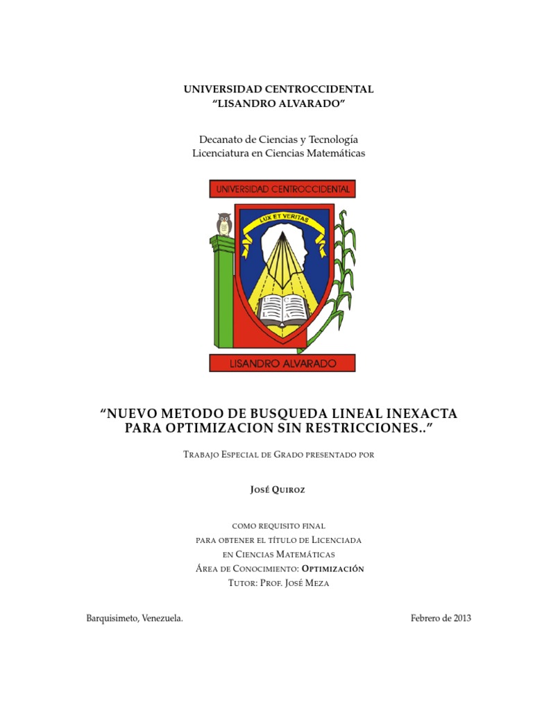Nuevo Metodo de Busqueda Lineal Inexacta para Optimizacion Sin ...