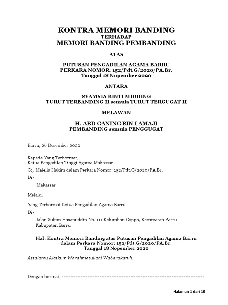 Kontra Memori Banding Syamsiah | PDF