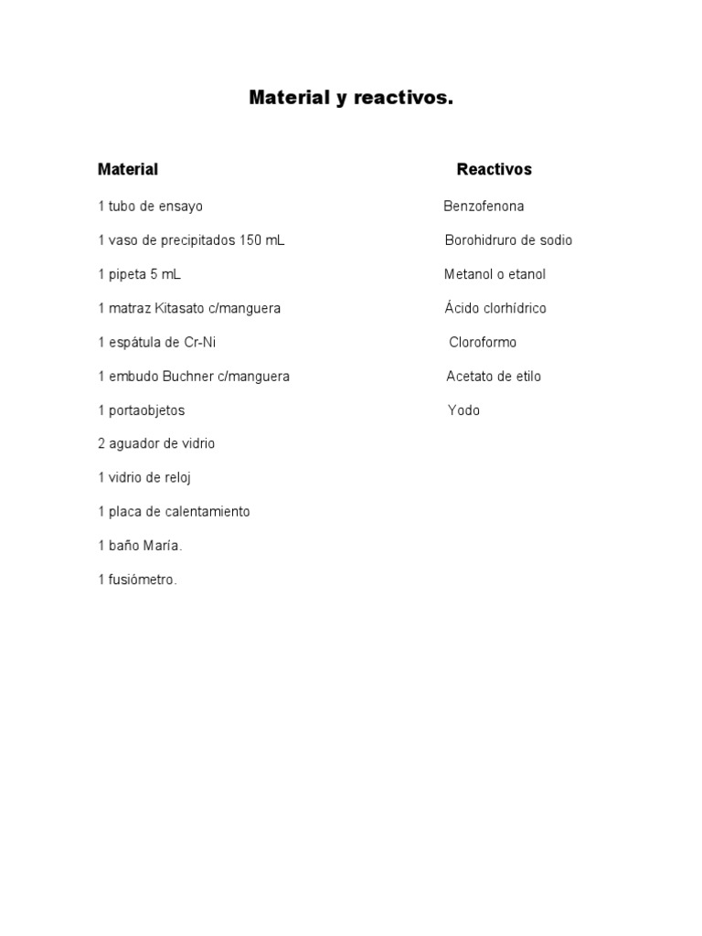 Material y Reactivos | PDF