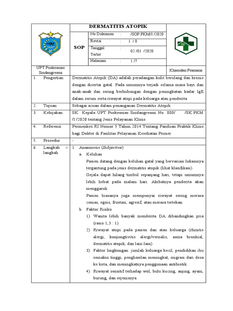 Penanganan Dermatitis Atopik | PDF