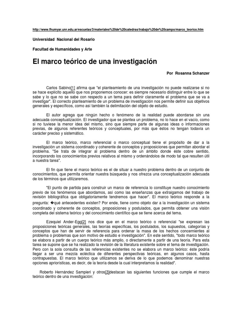 El Marco Teórico en La Investigación | PDF