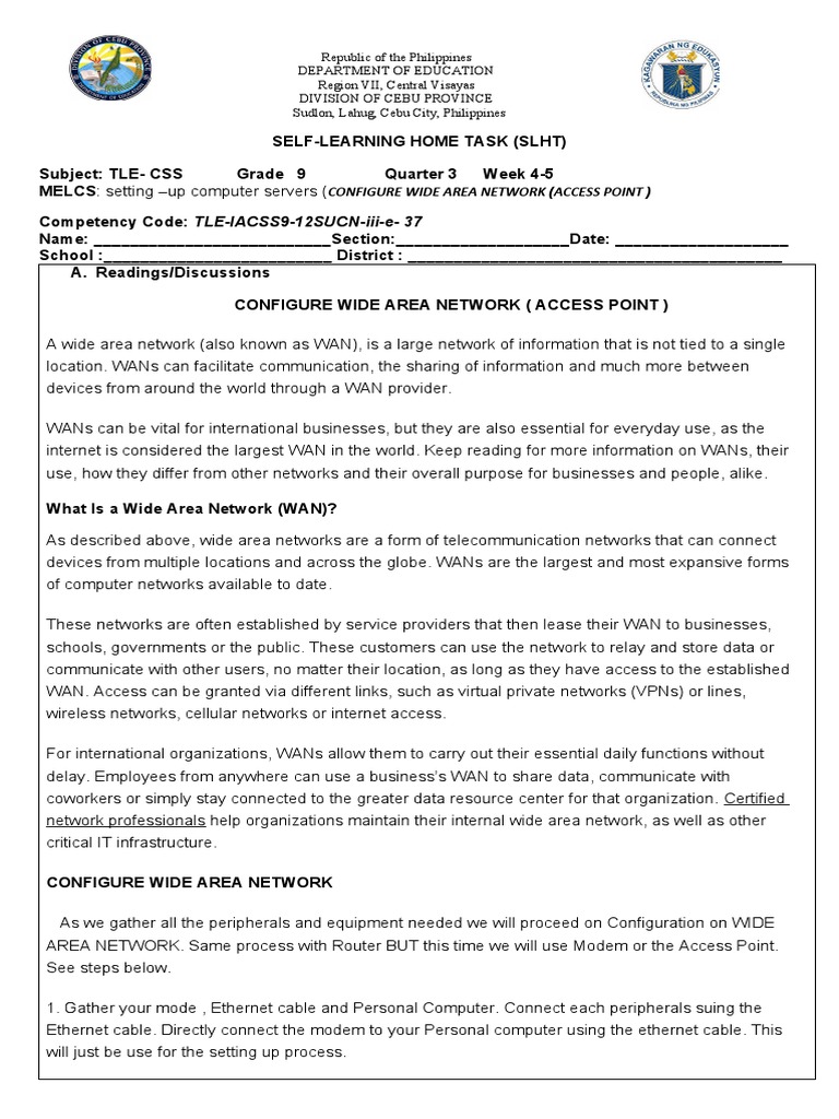 Configure Wide Area Network (Access Point) | PDF | Wireless Network | Computer Network