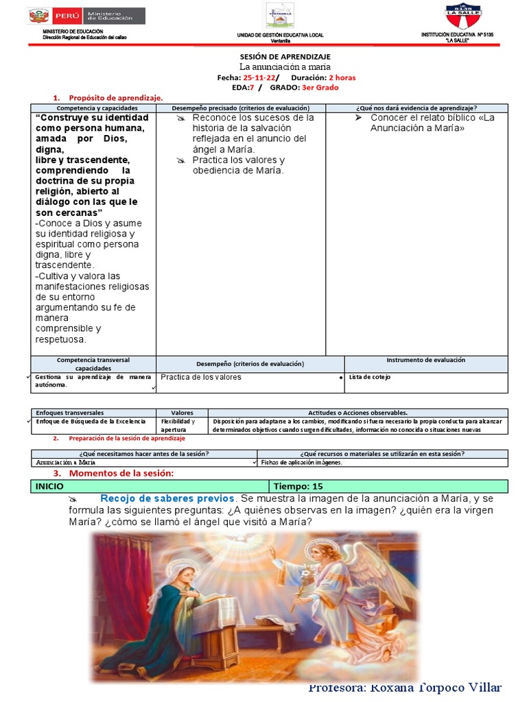 La Anunciación a María para Niños | PDF | María, madre de Jesús | Jesús