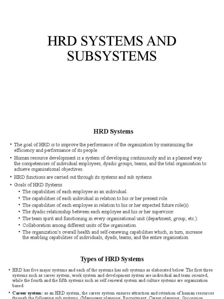 HRD Systems and Their Subsystems Explained | PDF | Performance ...