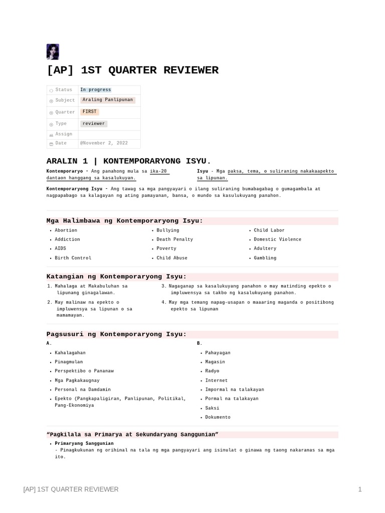 Ap 1ST Quarter Reviewer | PDF
