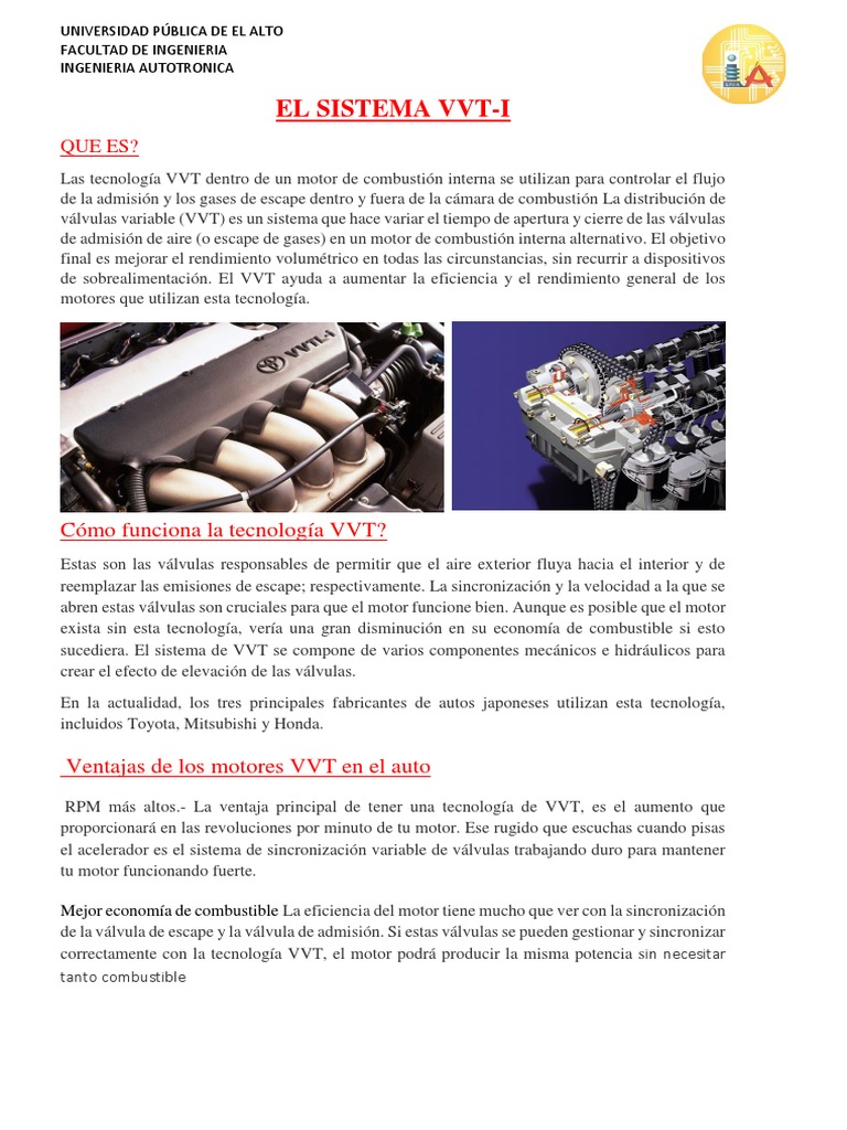 El Sistema VVT | PDF | Distribuidor | Tecnología de vehículos