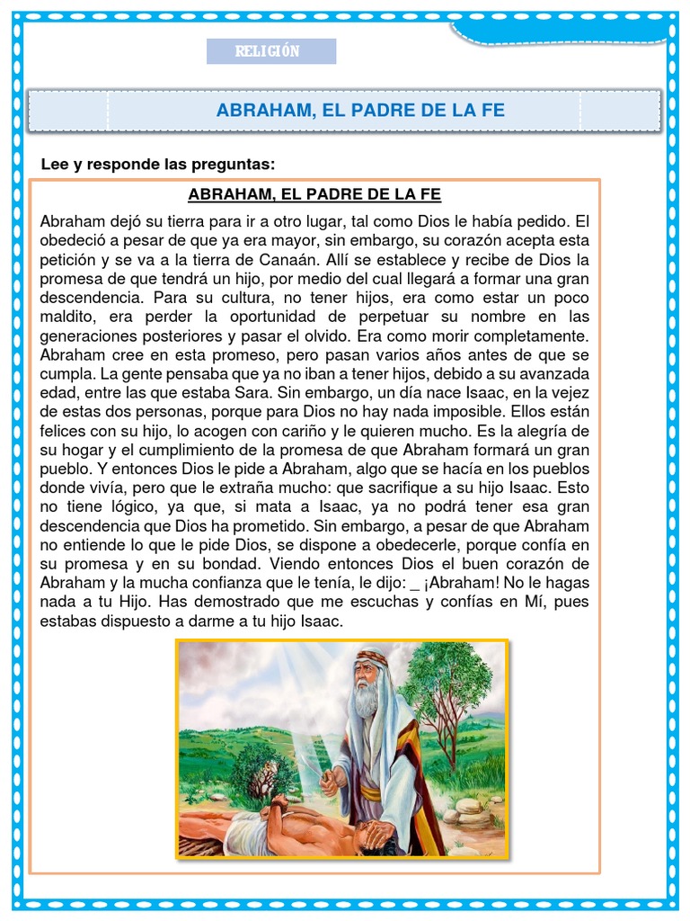 D2 A3 Ficha Abraham, El Padre de La Fe | PDF | Abrahán D2 A3 Ficha Abraham, El Padre de La Fe | PDF | Abrahán