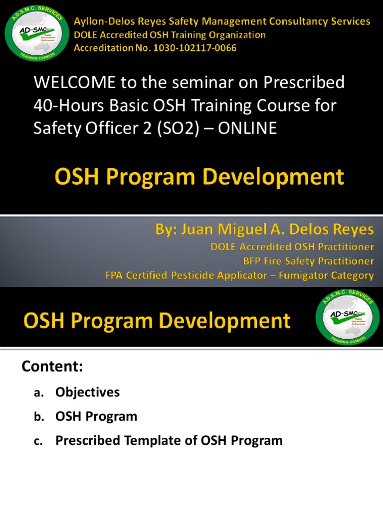 16 BOSH - Module 6 OSH Program Development | PDF | Occupational Safety ...