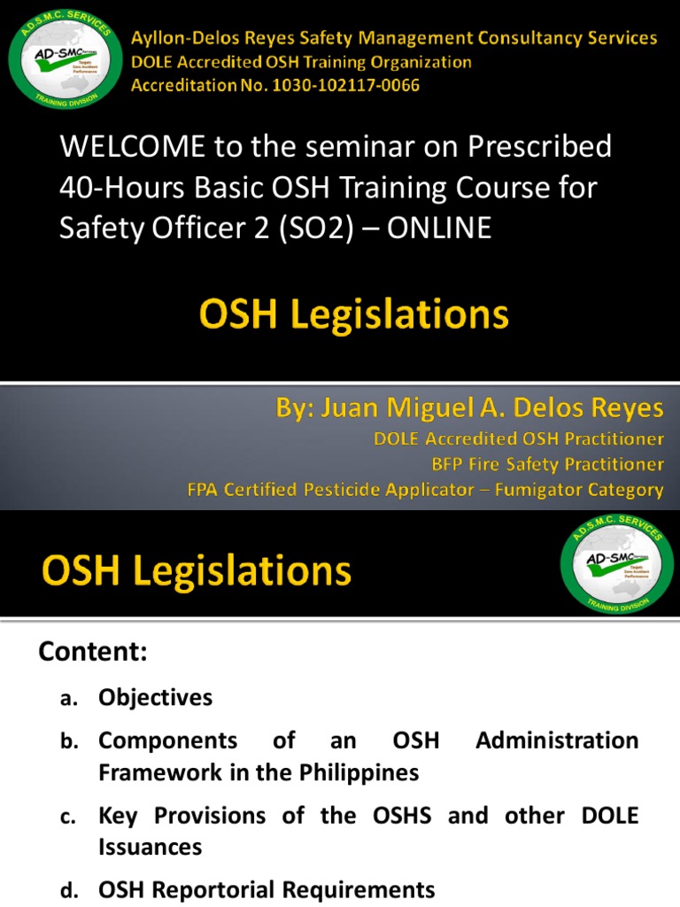 15 BOSH - Module 6 OSH Legislations | PDF | Occupational Safety And Health | Safety