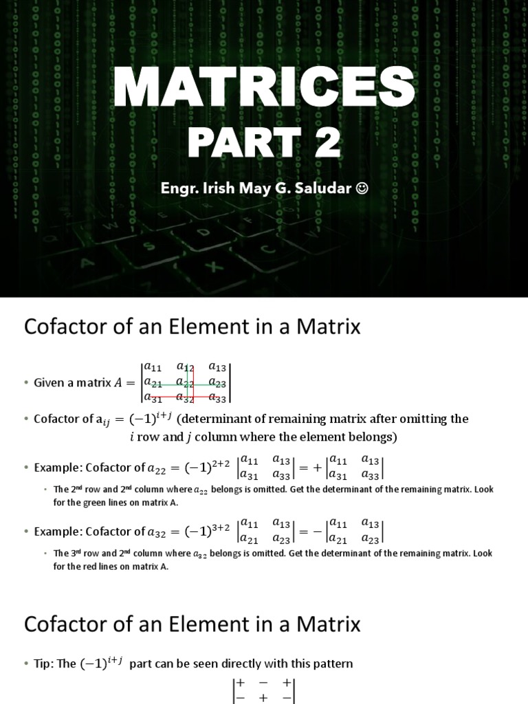 Lesson 4 - Matrices Part 2 | PDF | Matrix (Mathematics) | Determinant
