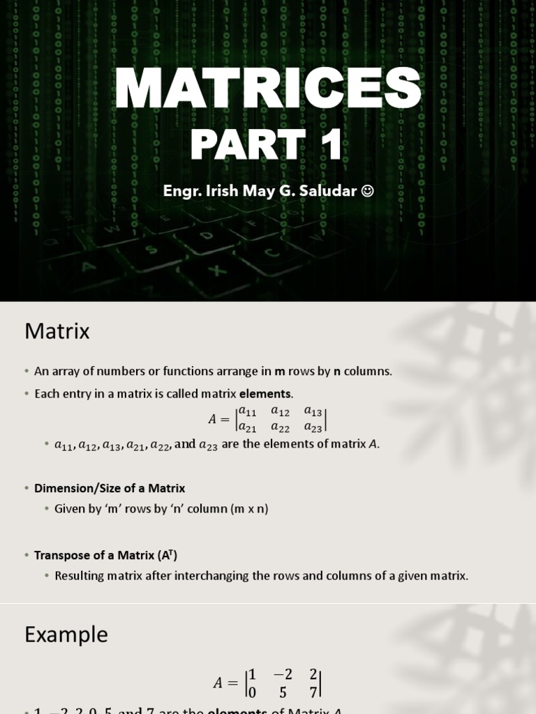 Matrix Basics for Engineering Students | PDF | Matrix (Mathematics ...