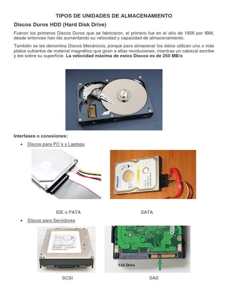 Unidades de Almacenamientos | PDF | Disco duro | Unidad de estado sólido