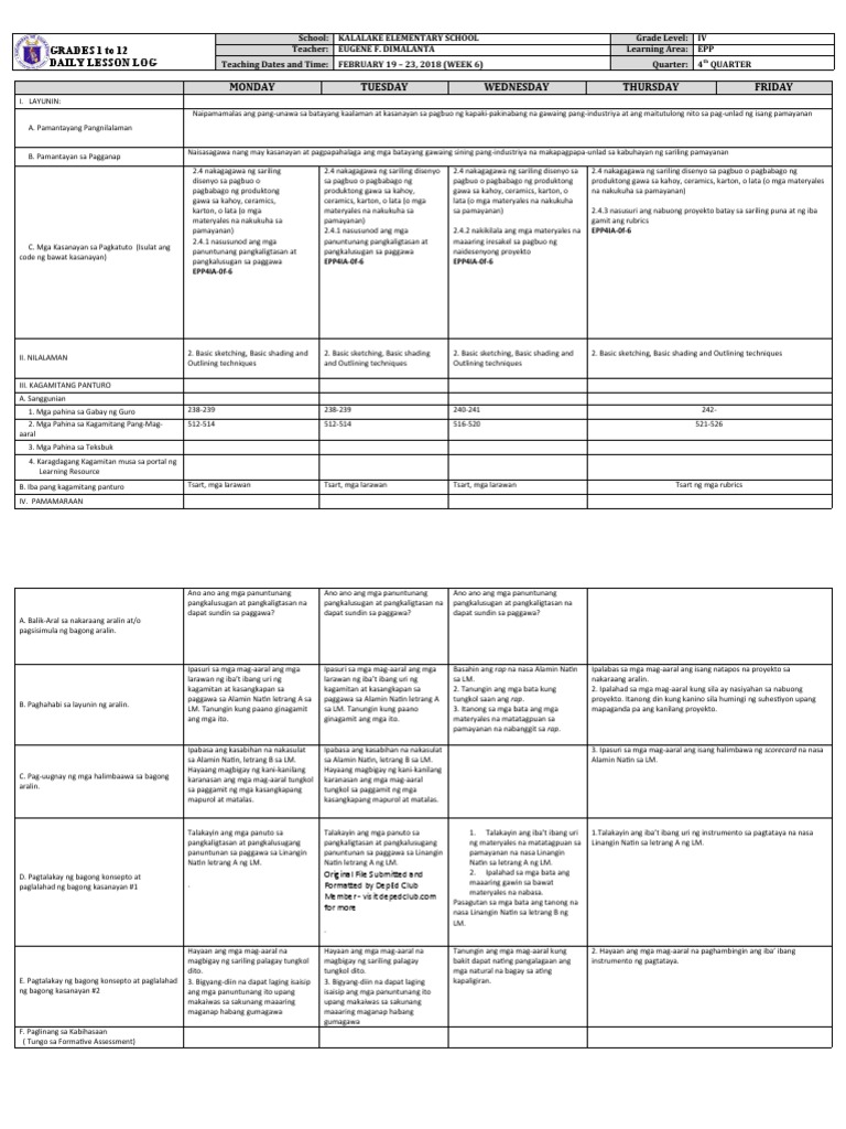 DLL - Epp 4 - Q4 - W6 | PDF