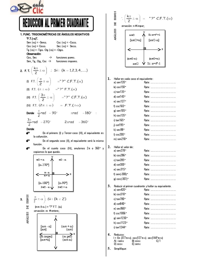 Reducción Al Primer Cuadrante | PDF | Triángulo | Análisis complejo