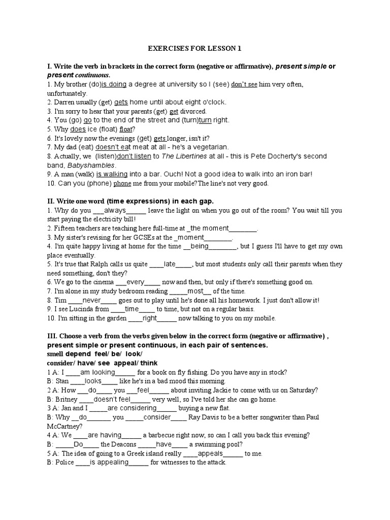 Exercises For Lesson 1 | PDF | Language Arts & Discipline