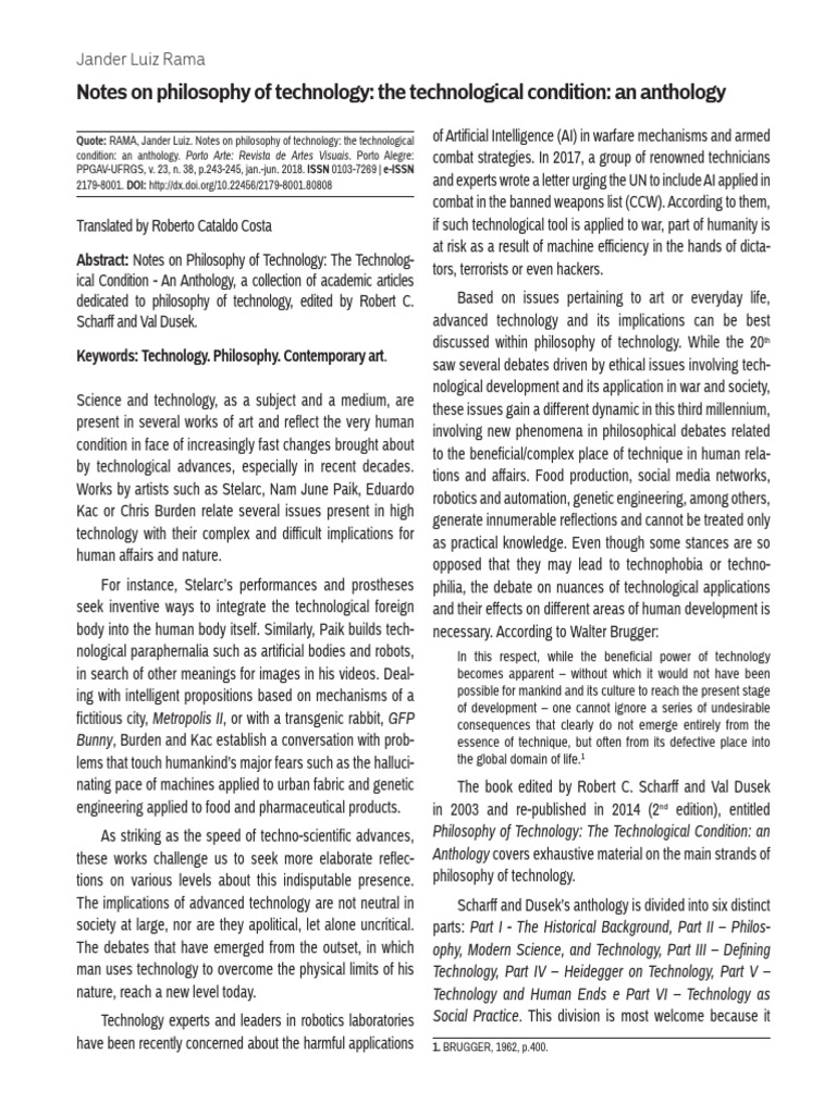 Notes On Philosophy of Technology: The Technological Condition: An ...