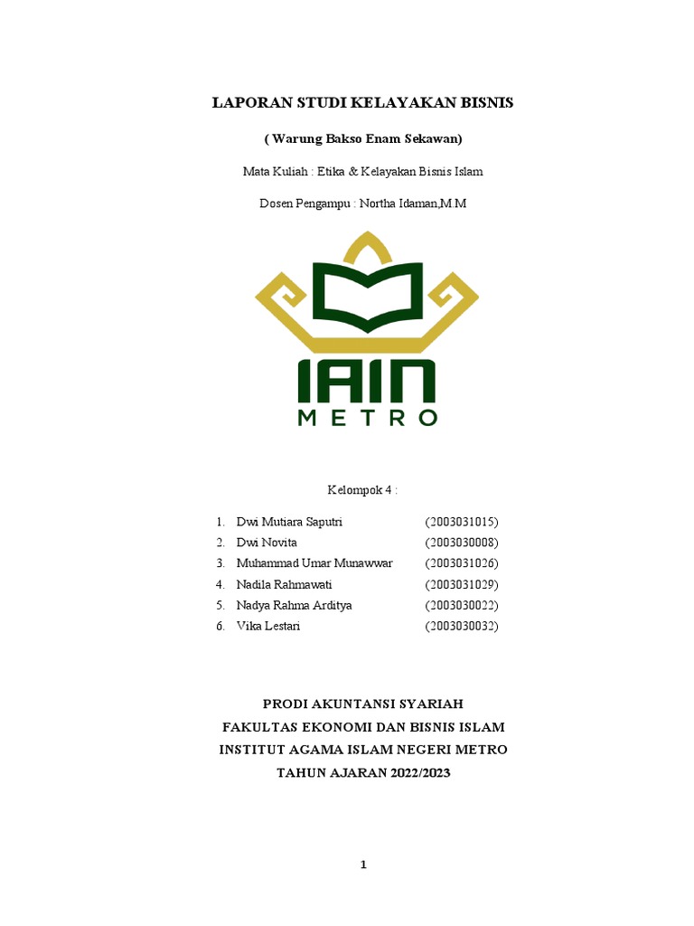 LAPORAN STUDI KELAYAKAN BISNIS Kel 4 Bakso (1) - 1 | PDF LAPORAN STUDI KELAYAKAN BISNIS Kel 4 Bakso (1) - 1 | PDF