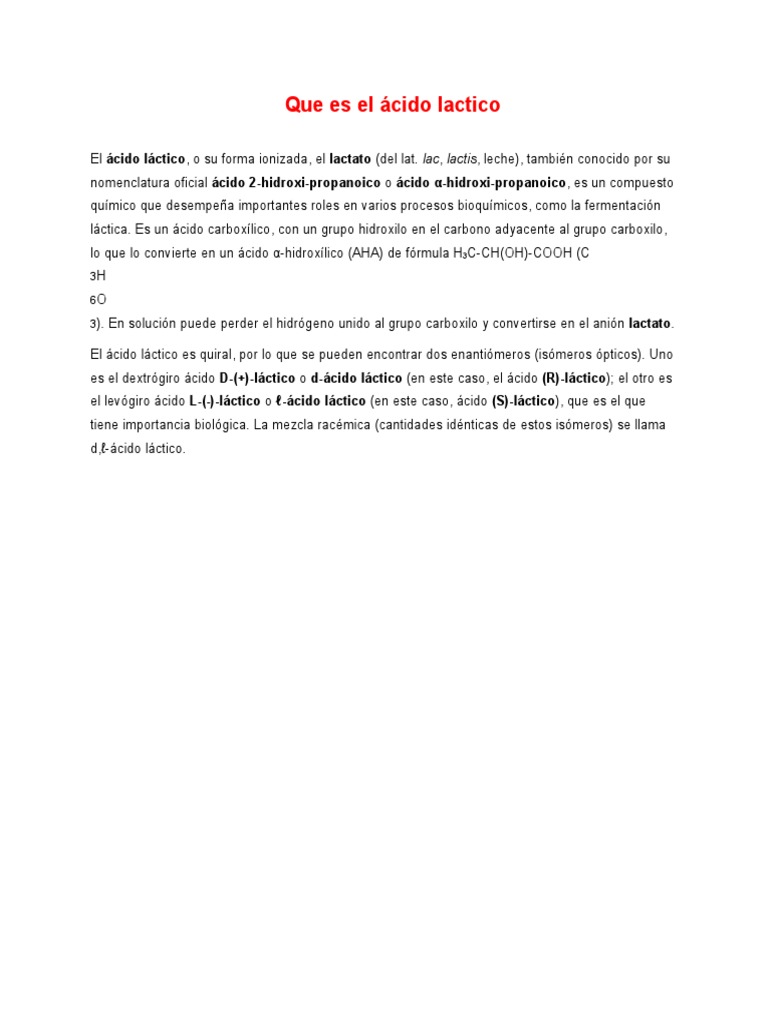 Que Es El Ácido Lactico | PDF
