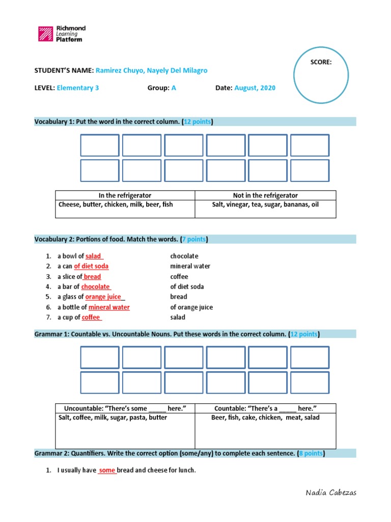 RLP - Elementary 3 (Unit 8) - Questions | PDF