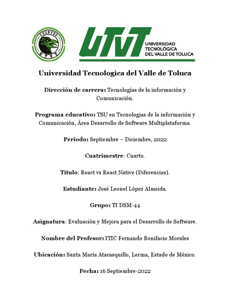 React Vs Reactnative Pdf Software De La Aplicacion Ciencias De La