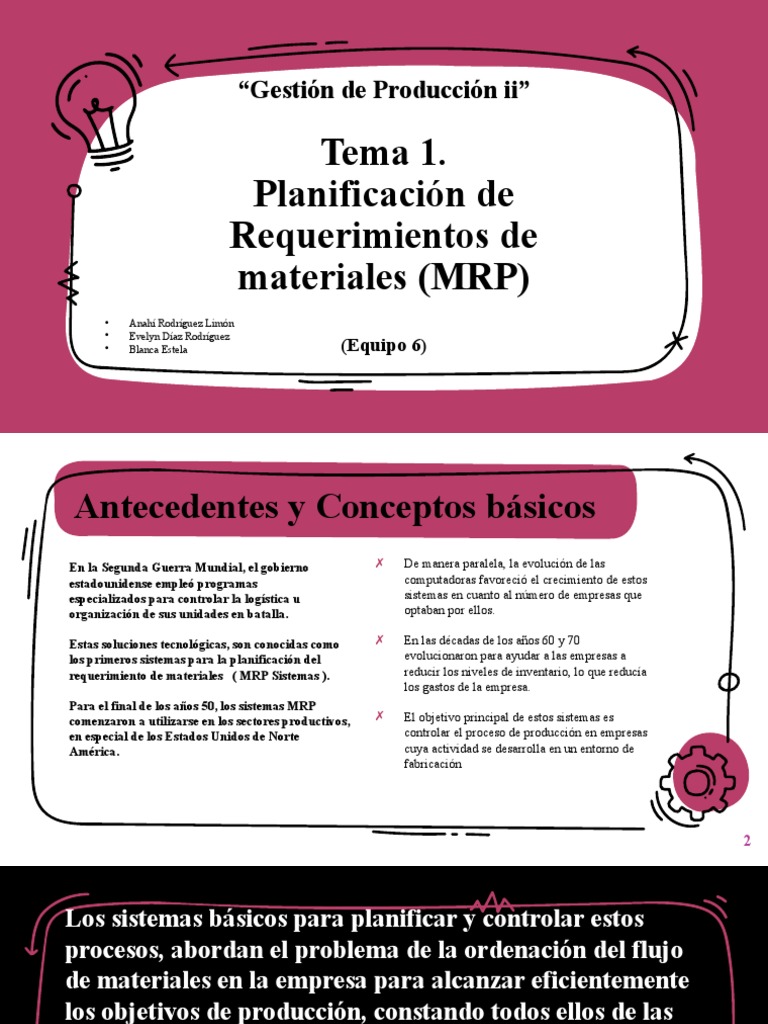 Tema 1 Planificación de Requerimientos de Materiales (MRP) | PDF | Planificación de recursos ...