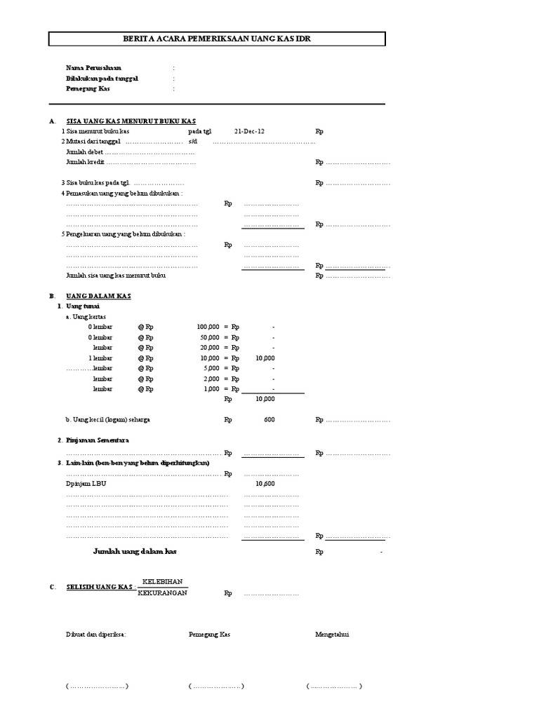 Form Opname Perusahaan | PDF
