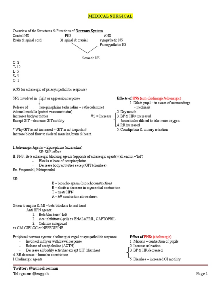 Medical Surgical Nursing Review | PDF | Meningitis | Cerebrum