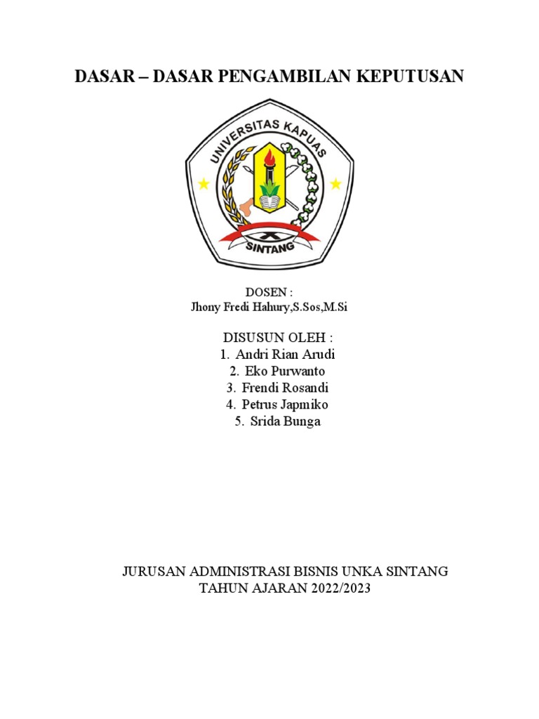 Makalah Dasar Dasar Pengambilan Keputusan | PDF Makalah Dasar Dasar Pengambilan Keputusan | PDF
