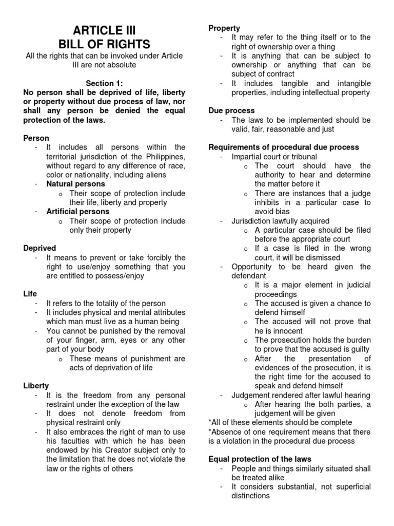 Bill of Rights Reviewer | PDF | Habeas Corpus | Ex Post Facto Law