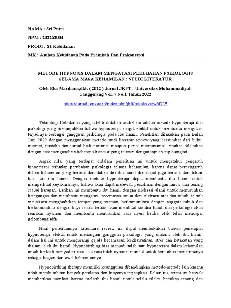 Hypnoterapi Efektif Atasi Stres Hamil | PDF
