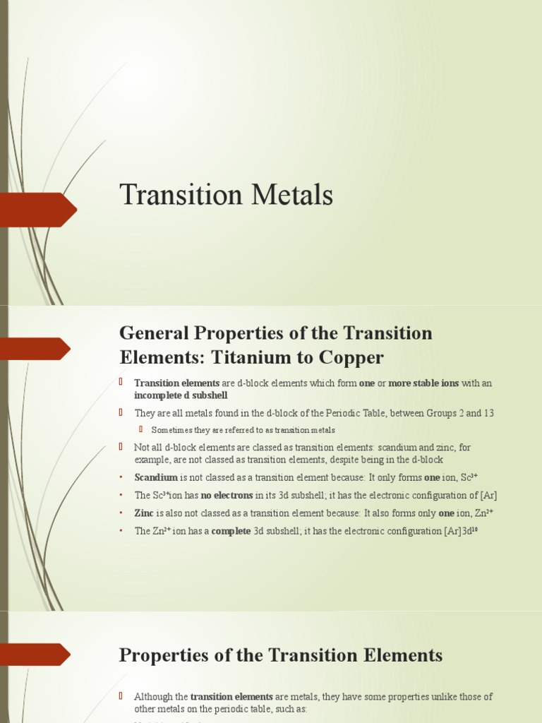 Transition Metals | Download Free PDF | Coordination Complex | Transition Metals