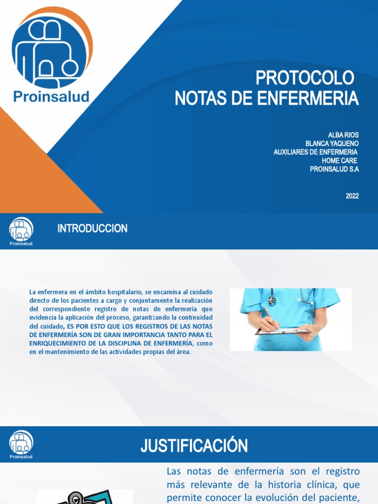 Protocolo Notas de Enfermeria | PDF | Enfermería | Historial médico