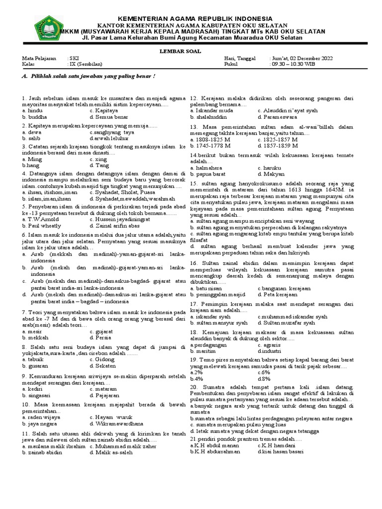 Soal SKI Print | PDF