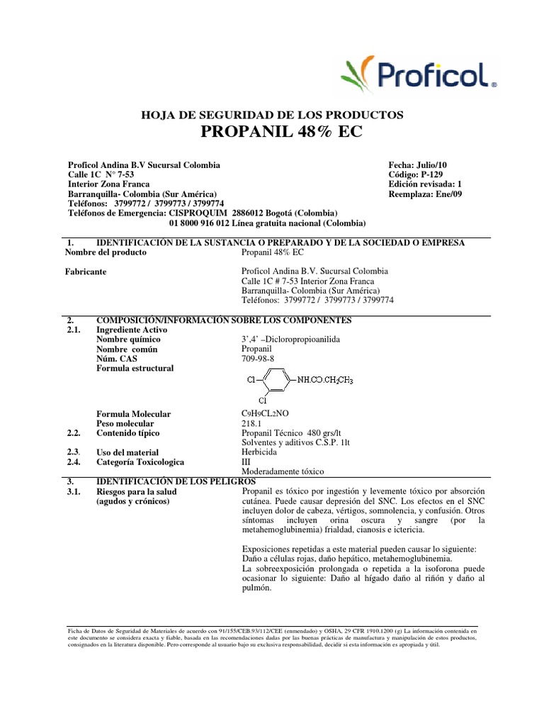Propanil | PDF | Agua | Residuos