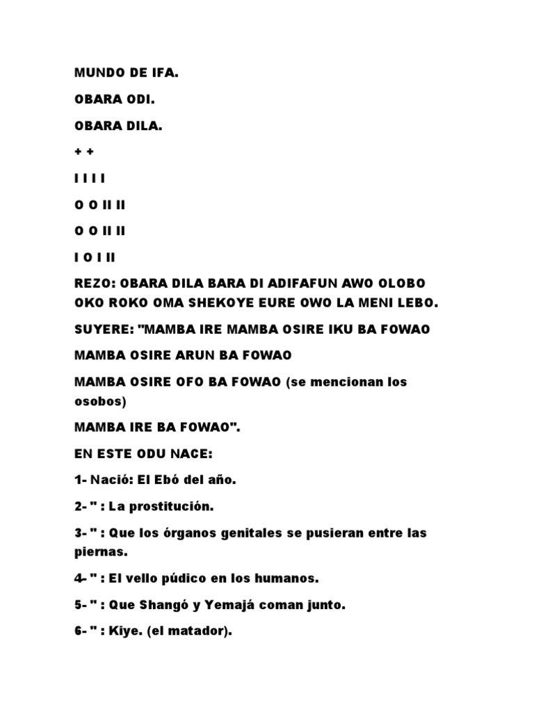 Obara Dila | PDF | Prostitución | Santeria Obara Dila | PDF | Prostitución | Santeria