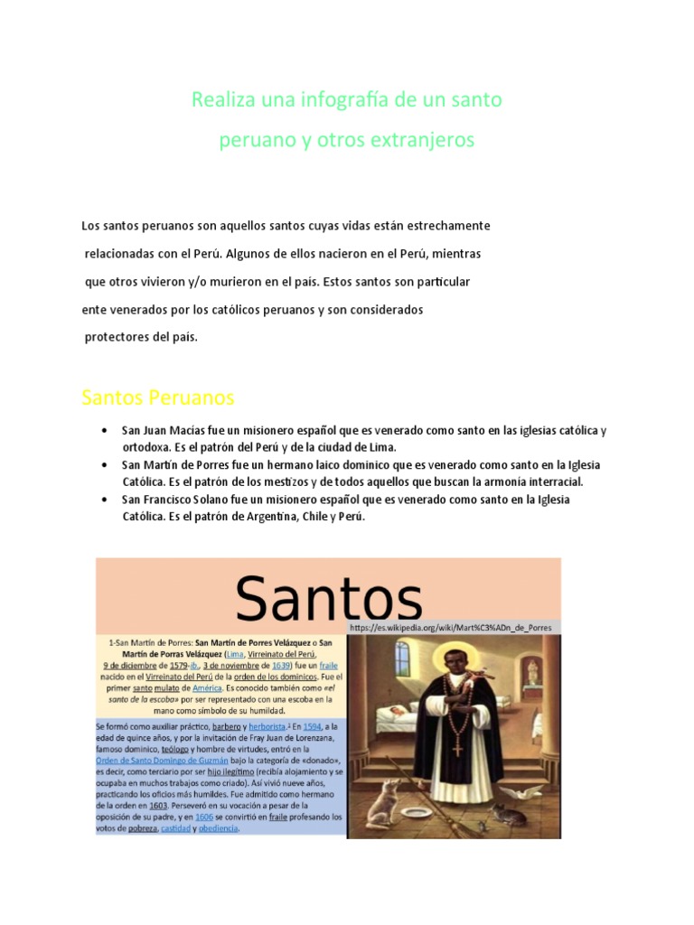 Realiza Una Infografía de Un Santo | PDF