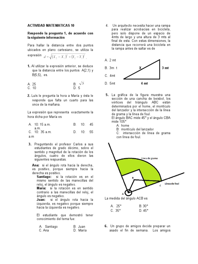 Actividad Matematicas 10 | PDF