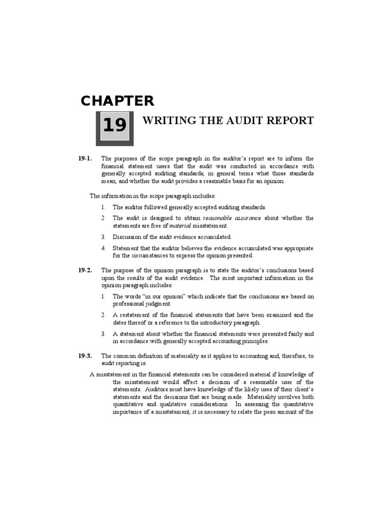 Chapter 19 - Answer | Download Free PDF | Financial Audit | Auditor's Report