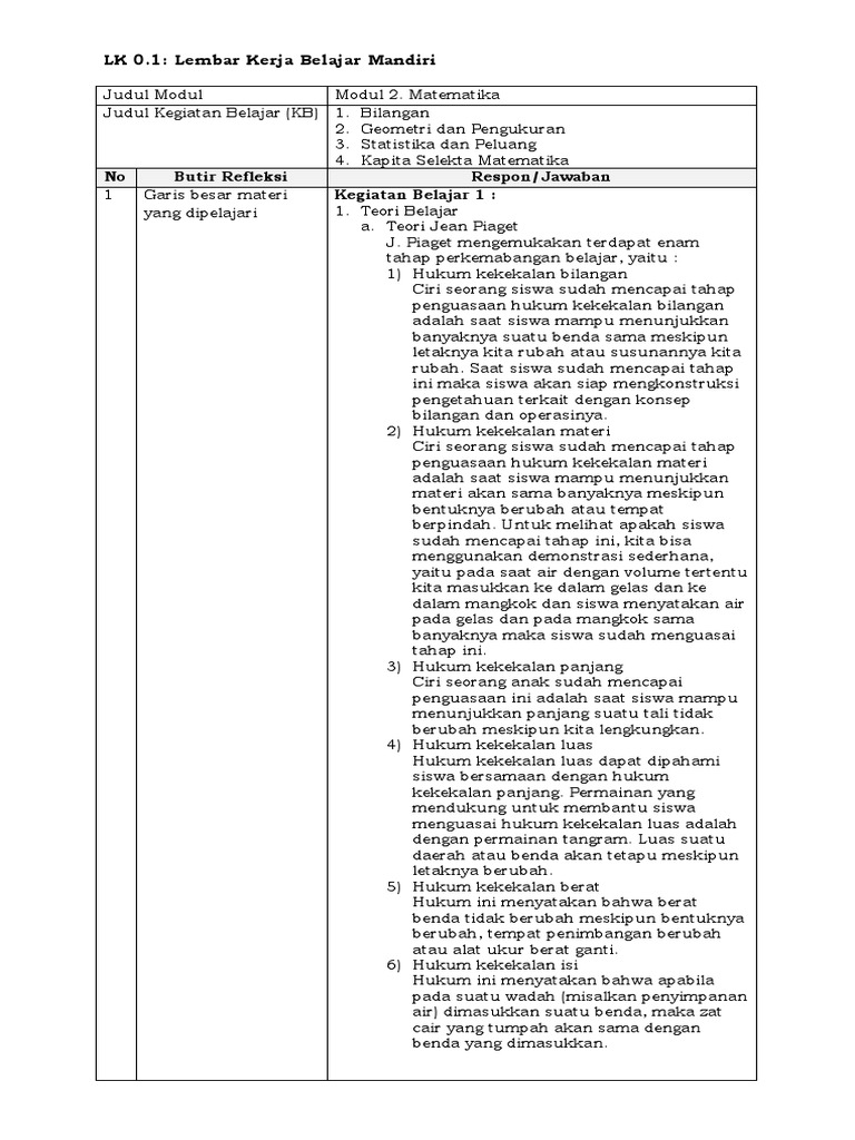 LK 0.1 Modul 2 Matematika | PDF