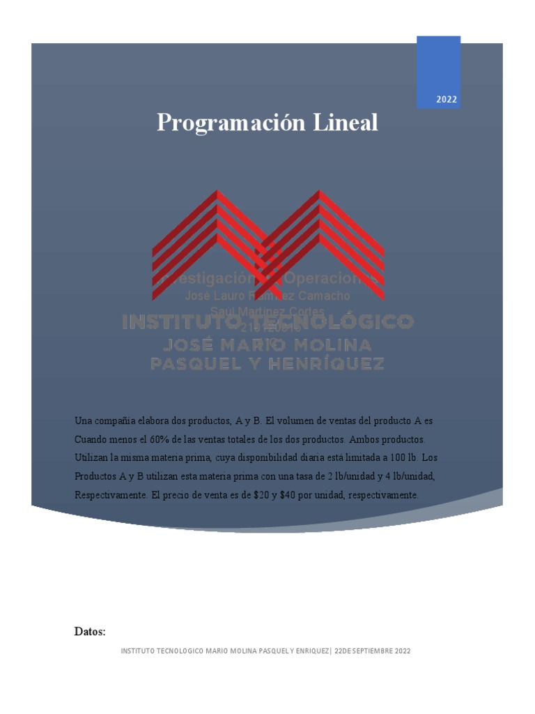Programacion Lineal 3 | PDF | Programación lineal | Matemáticas