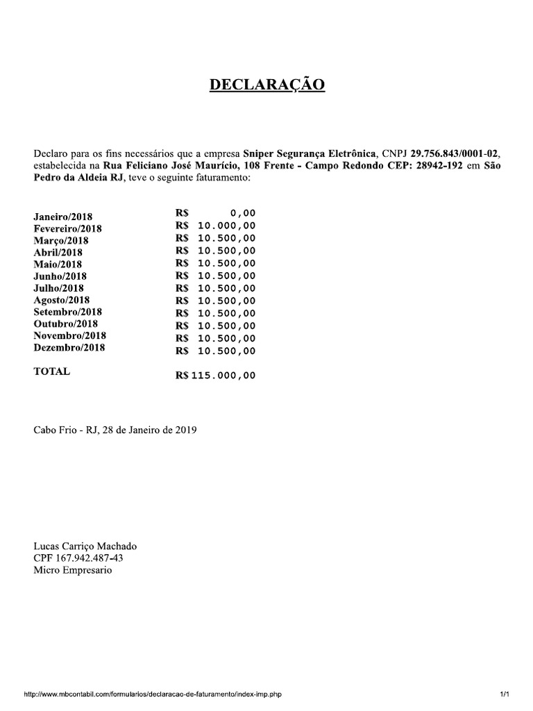 Declaração de Faturamento Empresa_cropped (1) | PDF