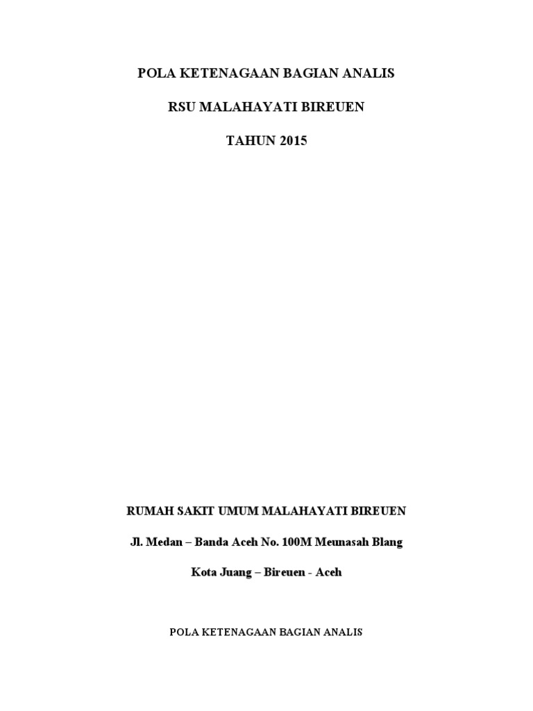 Kebutuhan Tenaga Analis RSU Malahayati 2015 | PDF