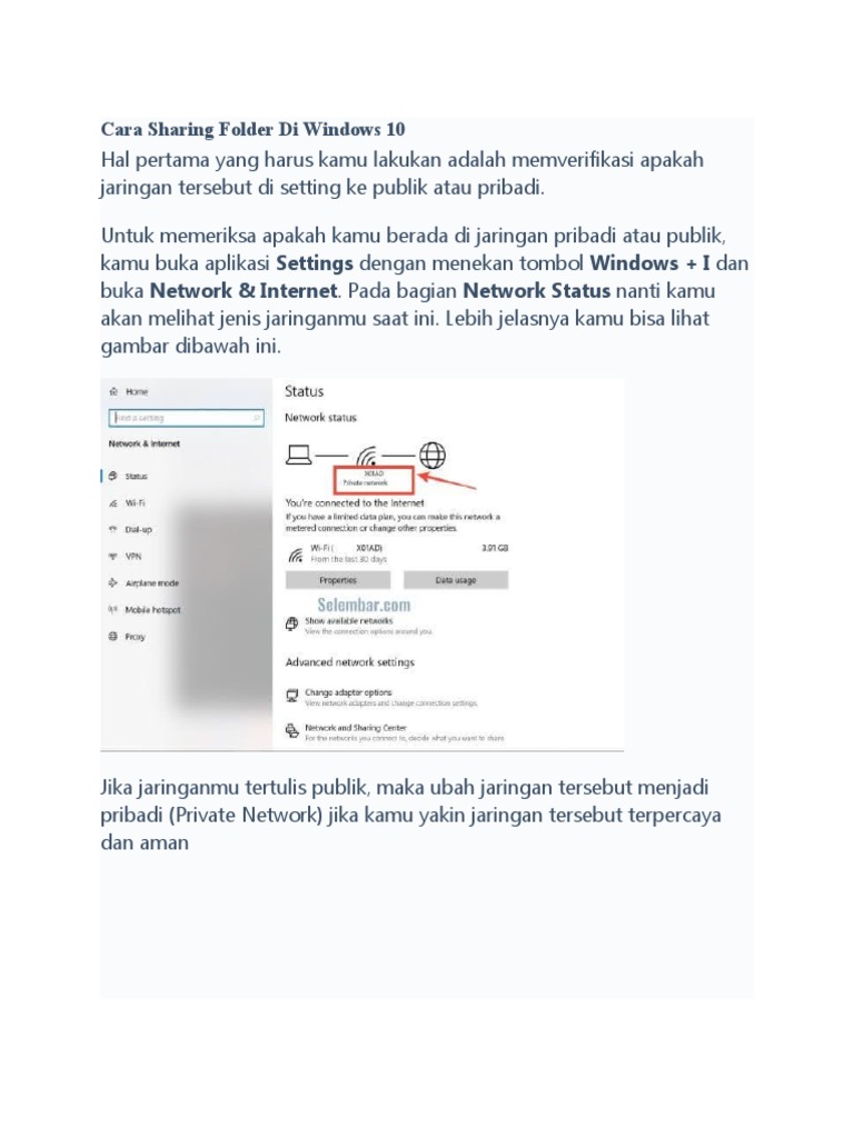 Cara Sharing Folder Di Windows 10 | PDF