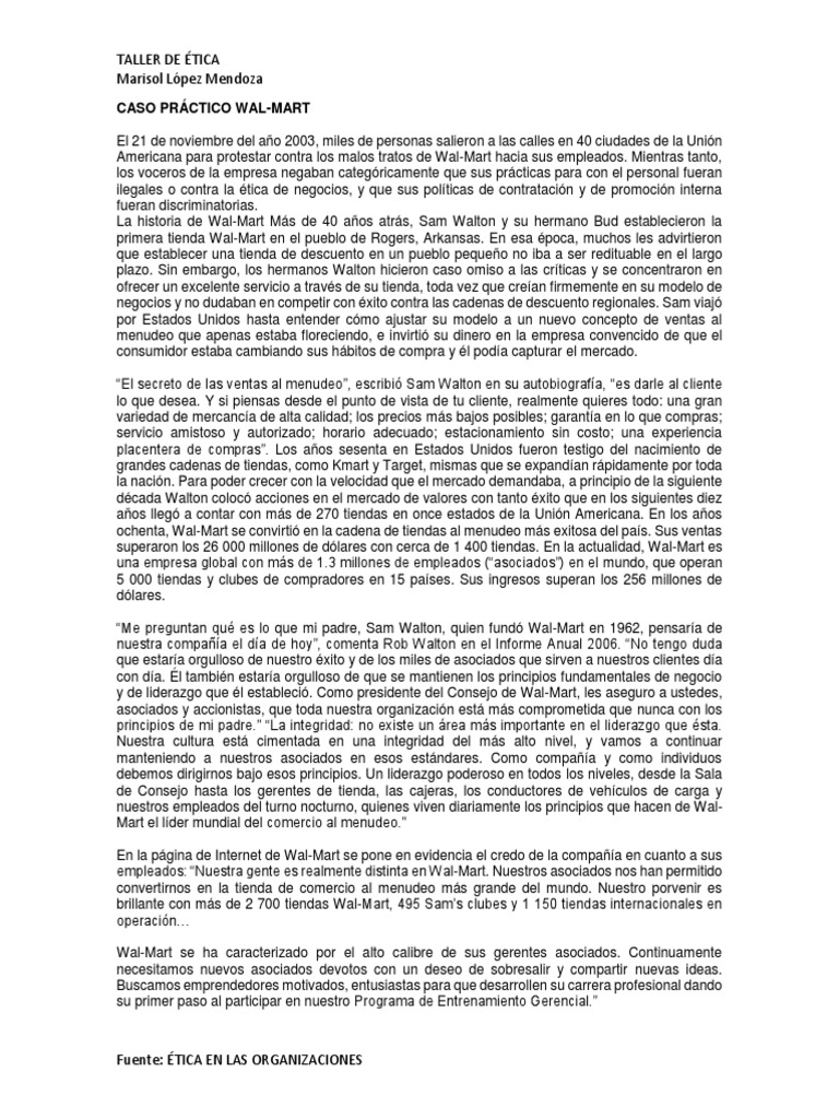 Caso Práctico Wal-Mart | PDF | Business | Sindicato