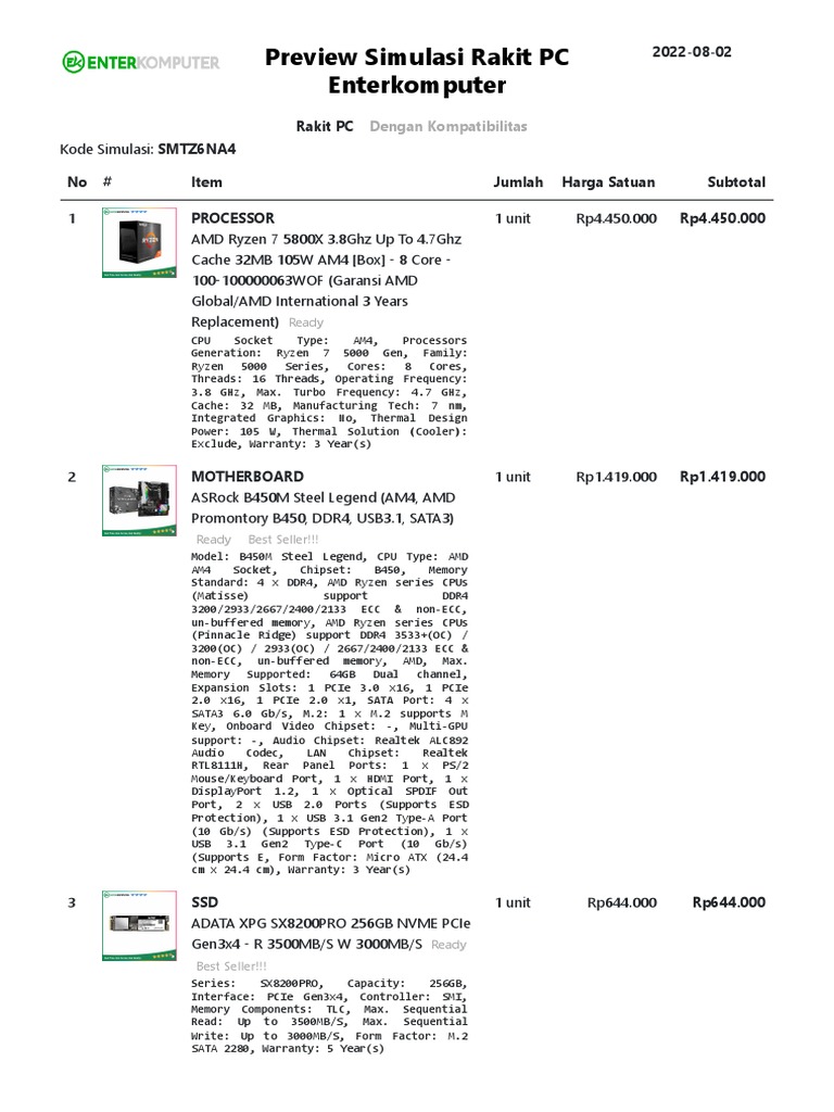 Simulasi - Rakit PC - Enterkomputer Jual Beli Online Komputer, Rakit PC, Termurah & Terlengkap 2 ...