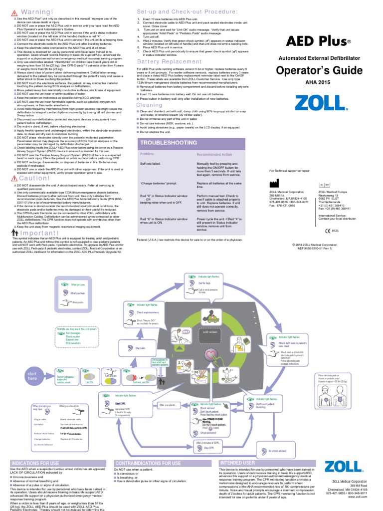 Zoll AED Plus Operators Guide | PDF | Cardiopulmonary Resuscitation | Medicine